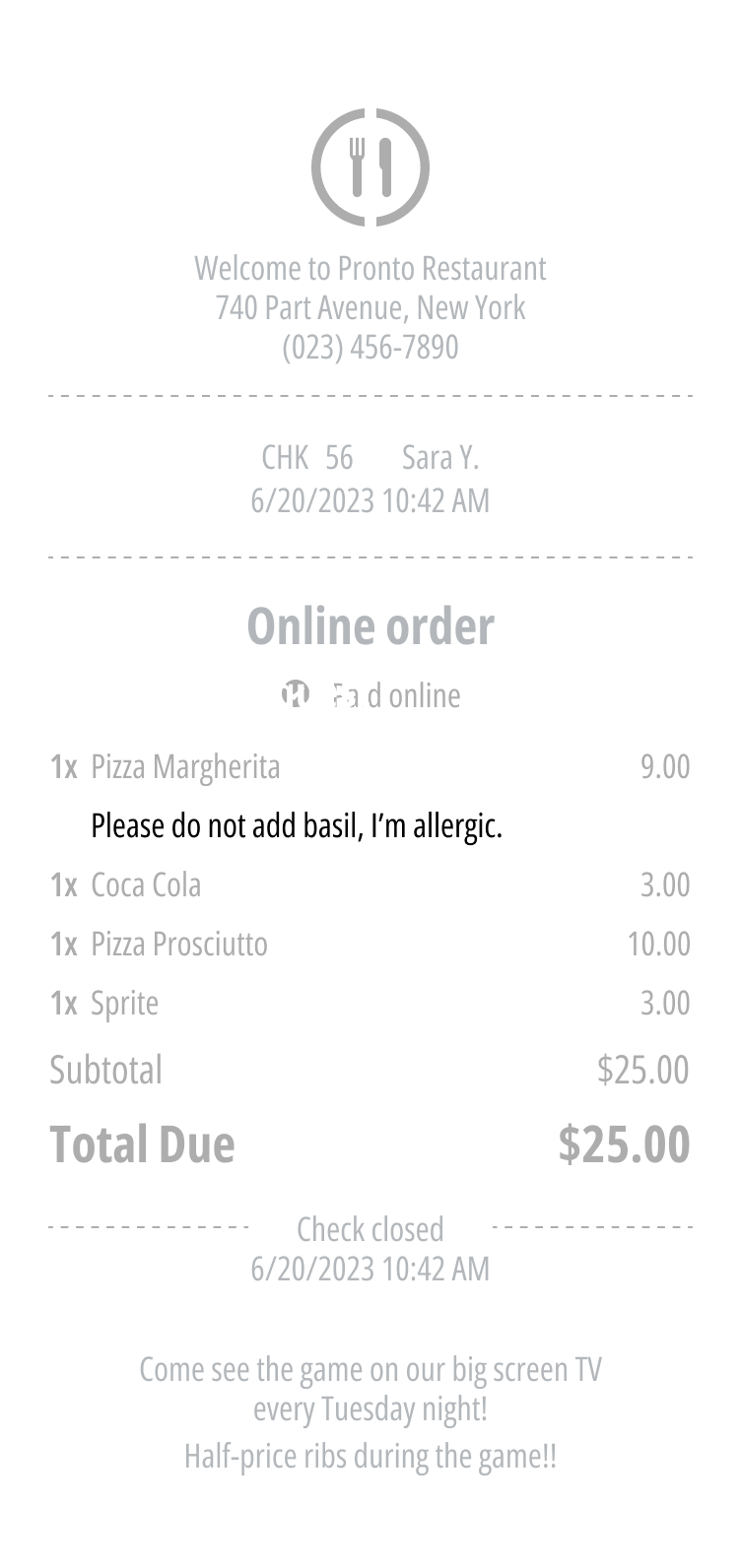 GloriaFood POS: Restaurant POS Features